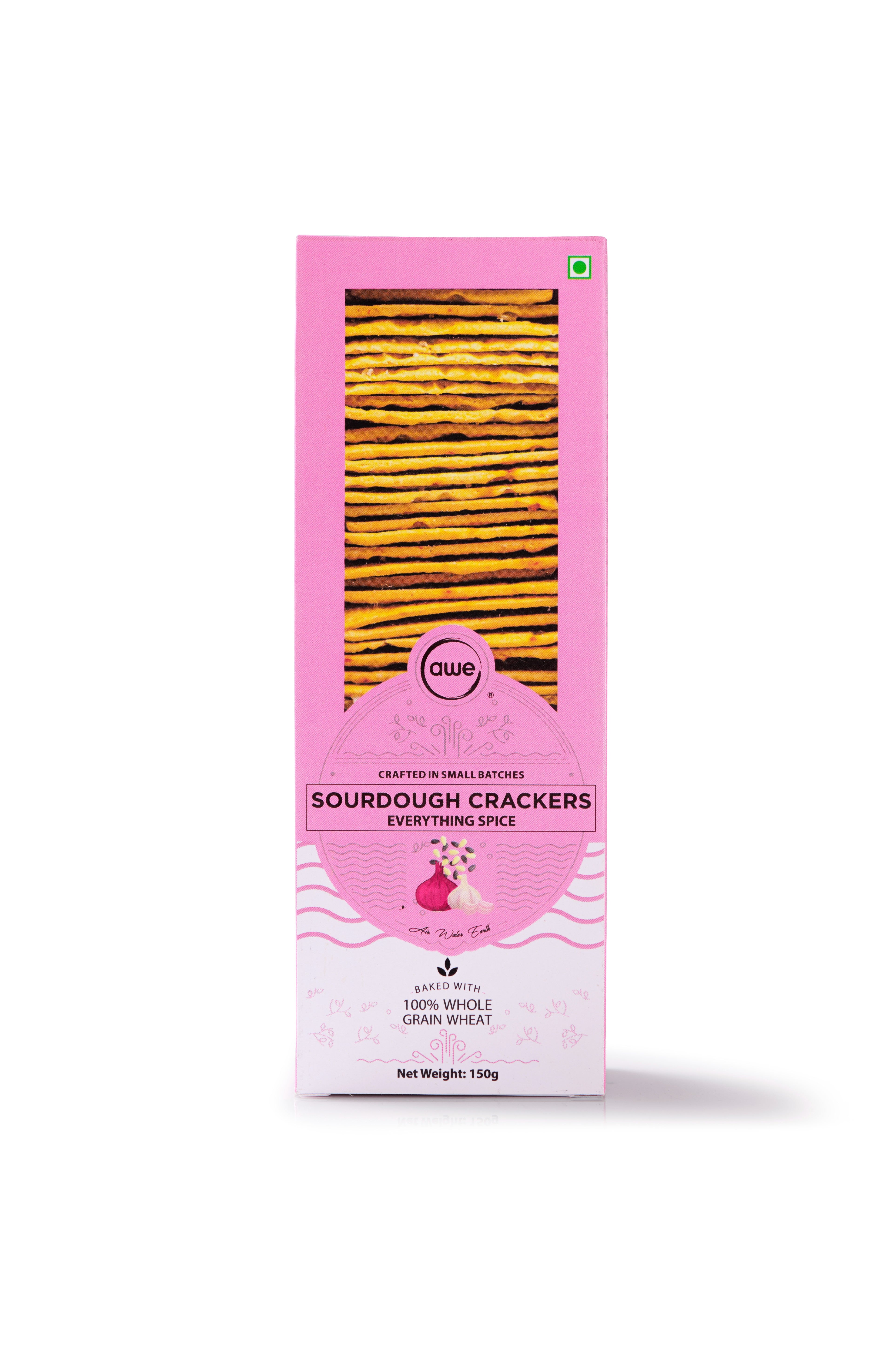 Awe Foods Everything Spice Sourdough Crackers | Baked Whole Wheat & Healthy